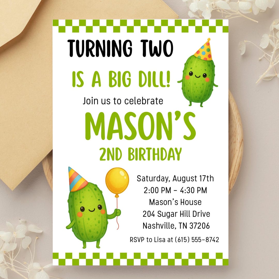 Pickle Birthday Invitation: Big Dill Party, Any Age - Etsy