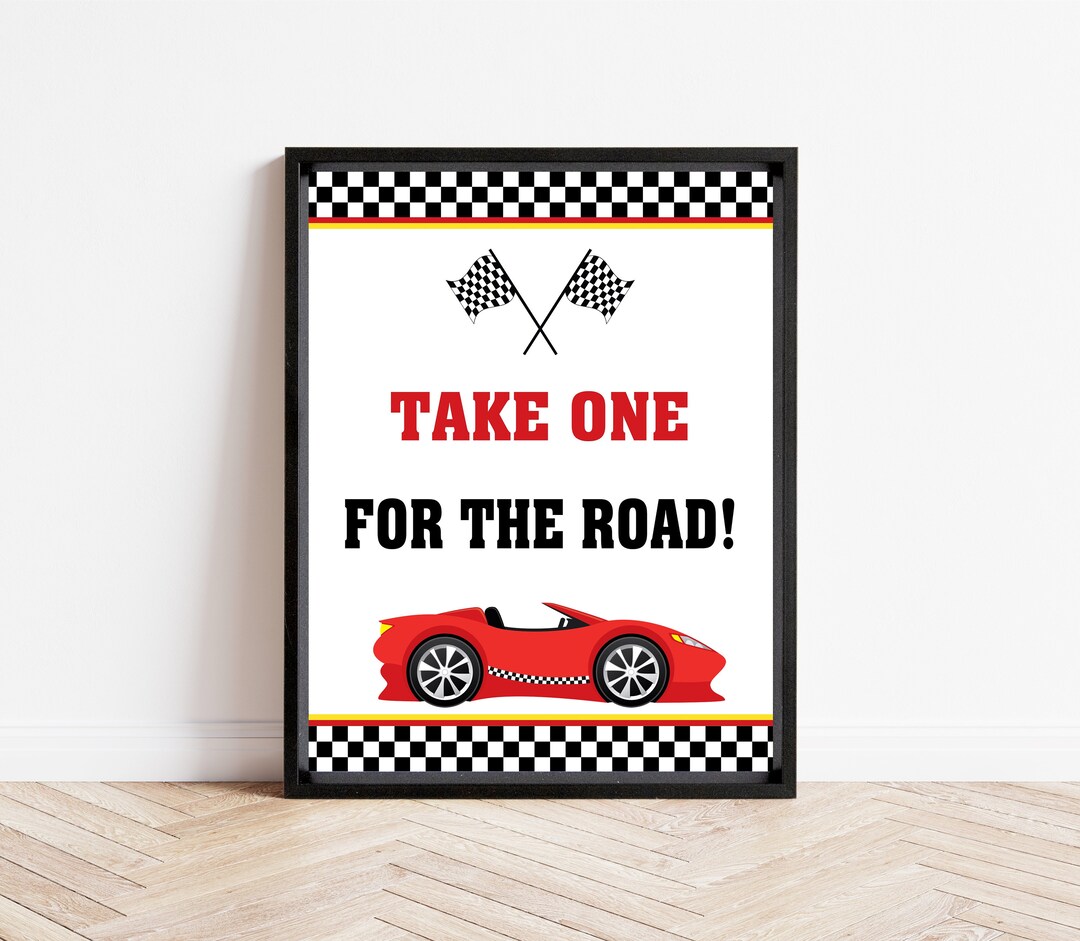 Race Car Favor Sign, Race Car Party Sign, Race Car Party Décor, Red ...