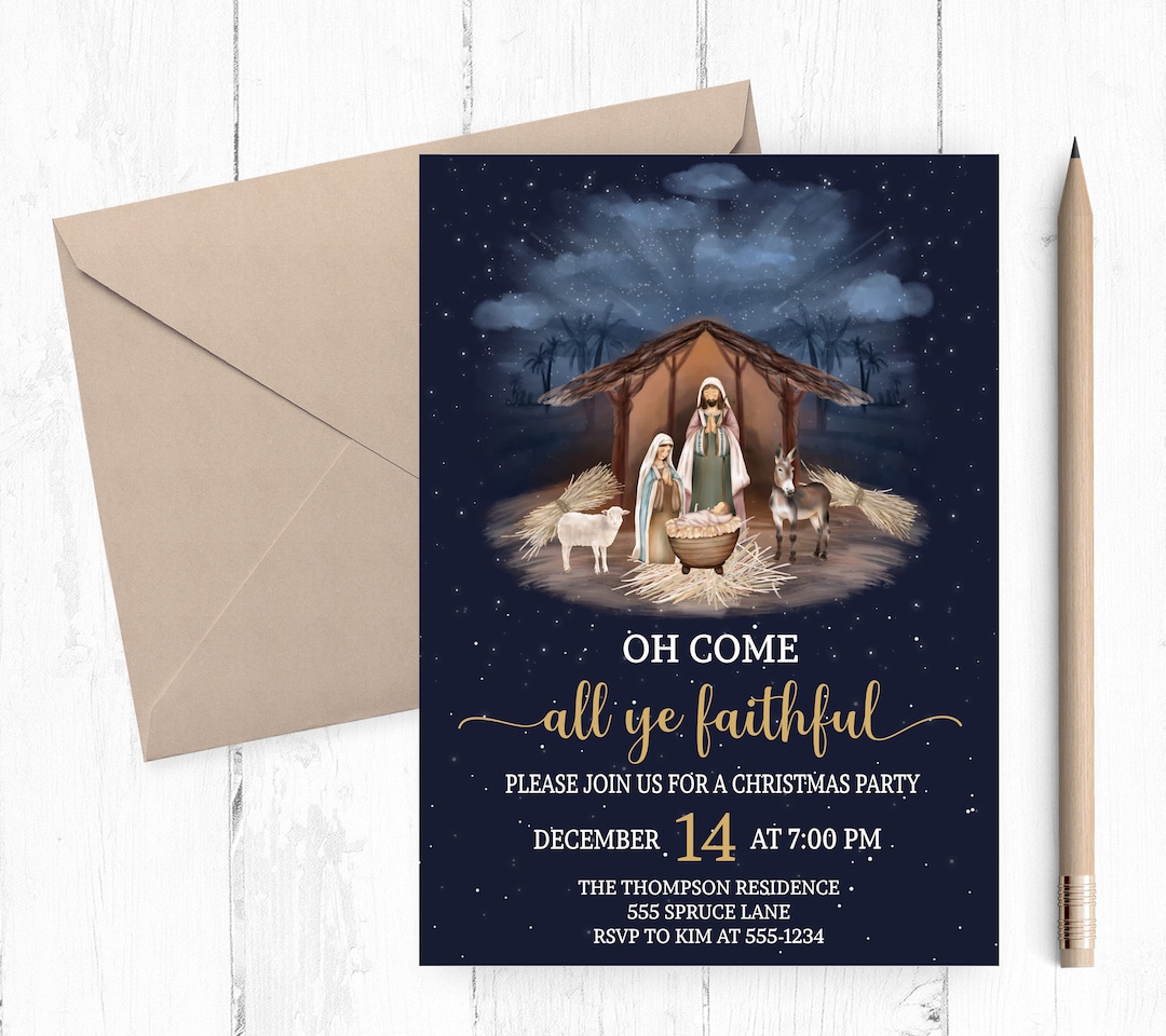 Nativity Invitation, Religious Invitation, Church Invitation, Christmas ...