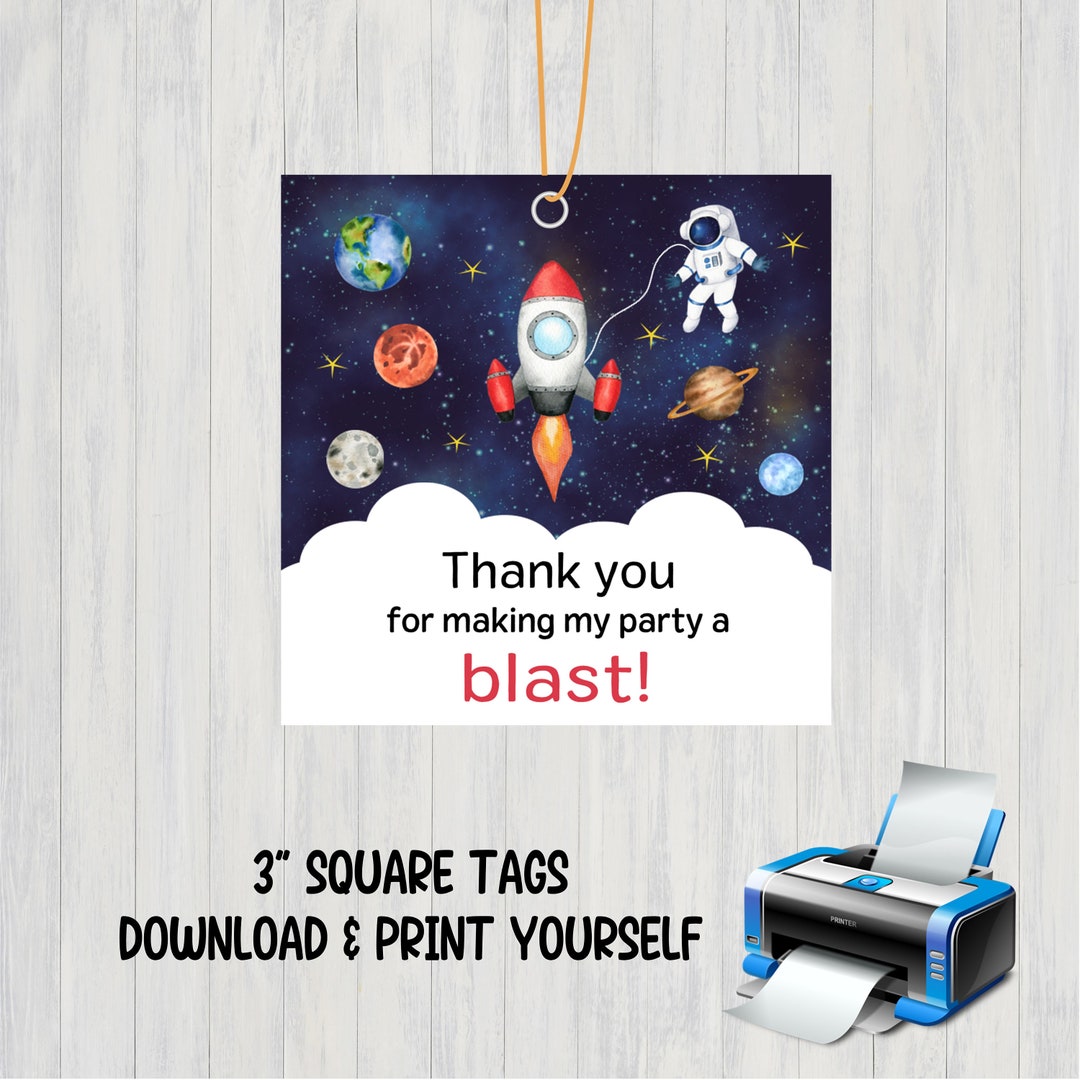 Outer Space Gift Tags, Space Birthday Party, Trip Around the Sun, Blast ...