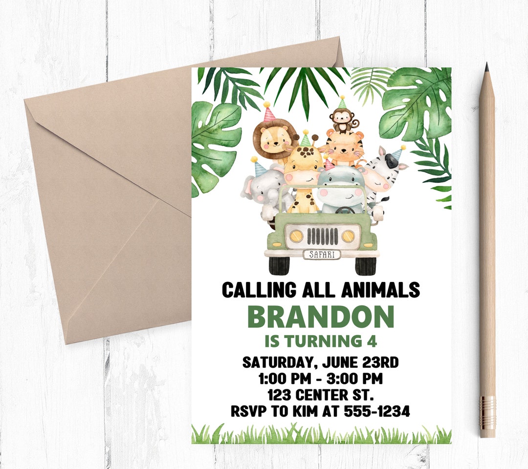 Safari Birthday Party Invitation, Safari Birthday Party, Jungle ...