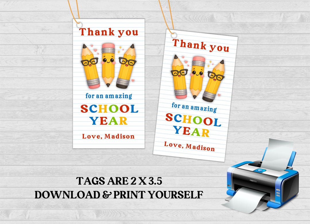 Teacher Gift Tags, Thank You Gift Tags, Teacher Gift, End of Year Gift ...