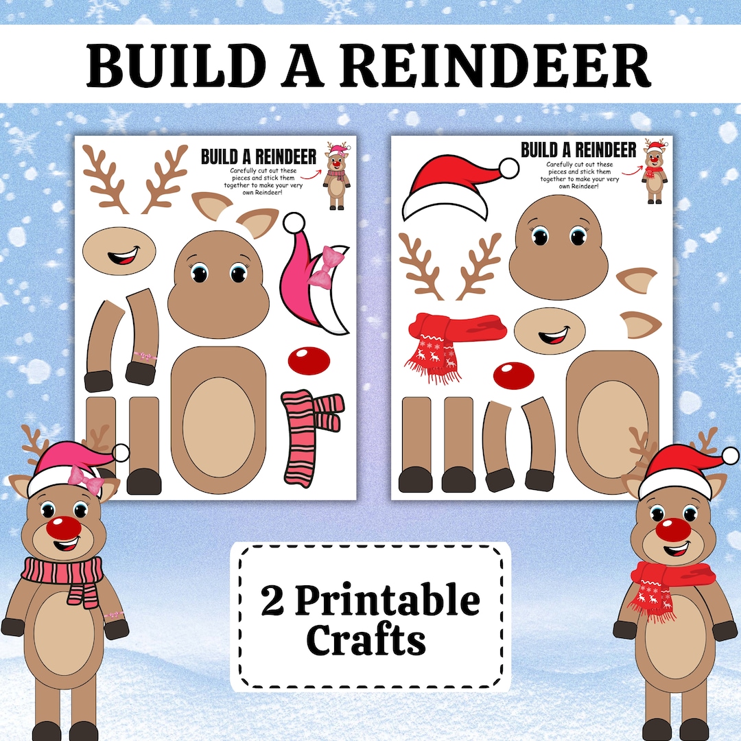 Build a Reindeer Printable Craft, Christmas Activity, Chistmas Craft ...