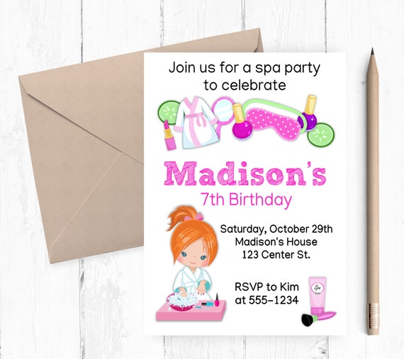 Girls Spa Birthday Party Invitation Nails Spa Party - Etsy
