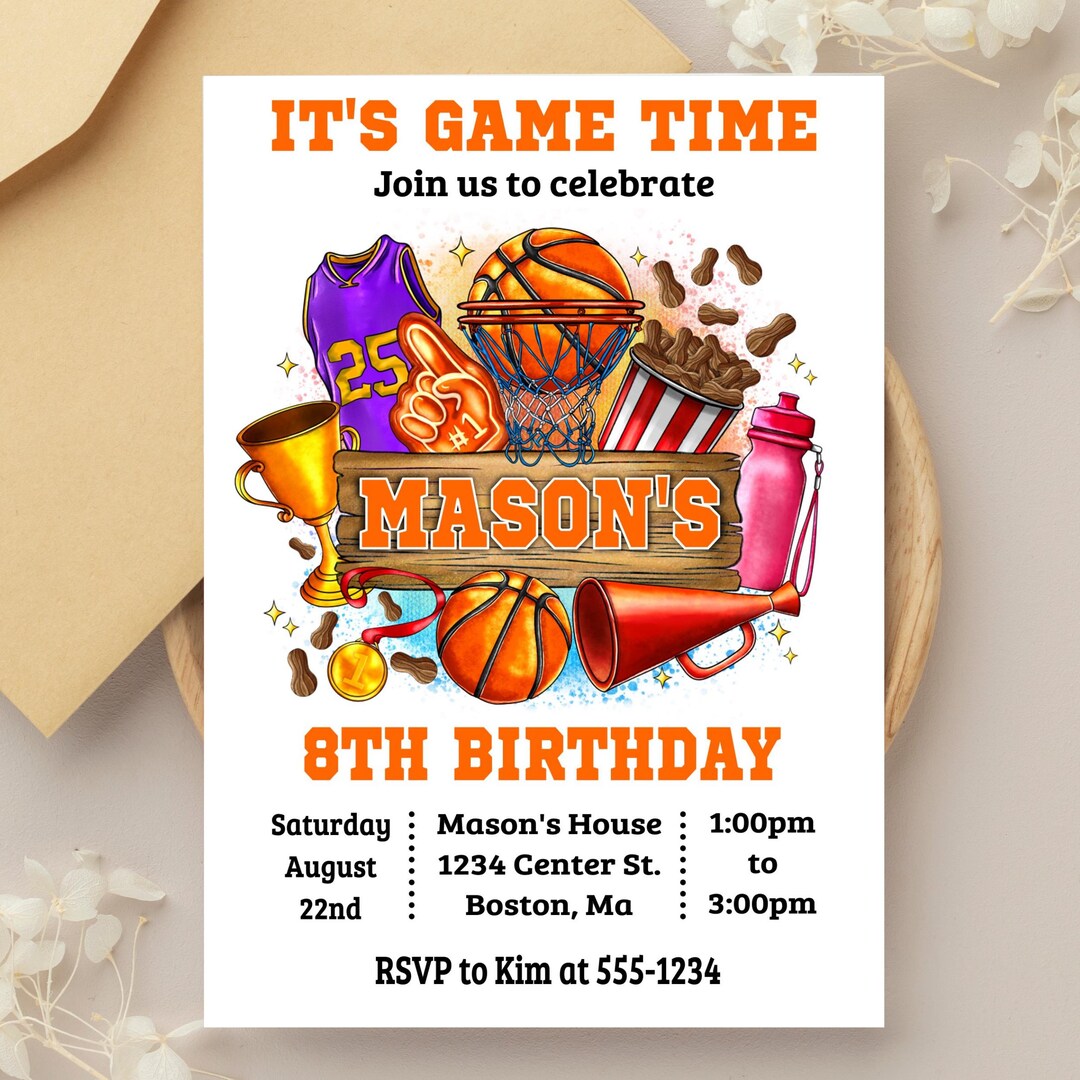 Basketball Invitation, Basketball Party, Basketball Birthday ...