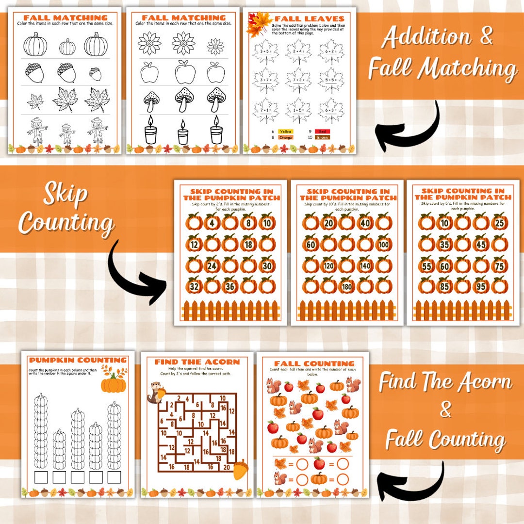 Kids Fall Activity Book: 60-page Learning Packet - Etsy
