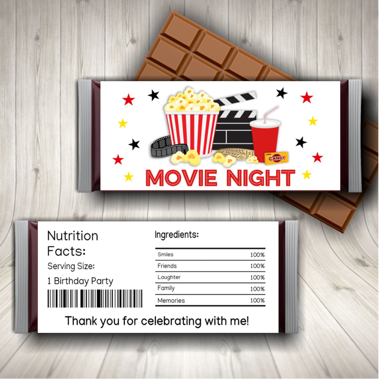 Personalized Movie Night Candy Bar Wrapper - Etsy