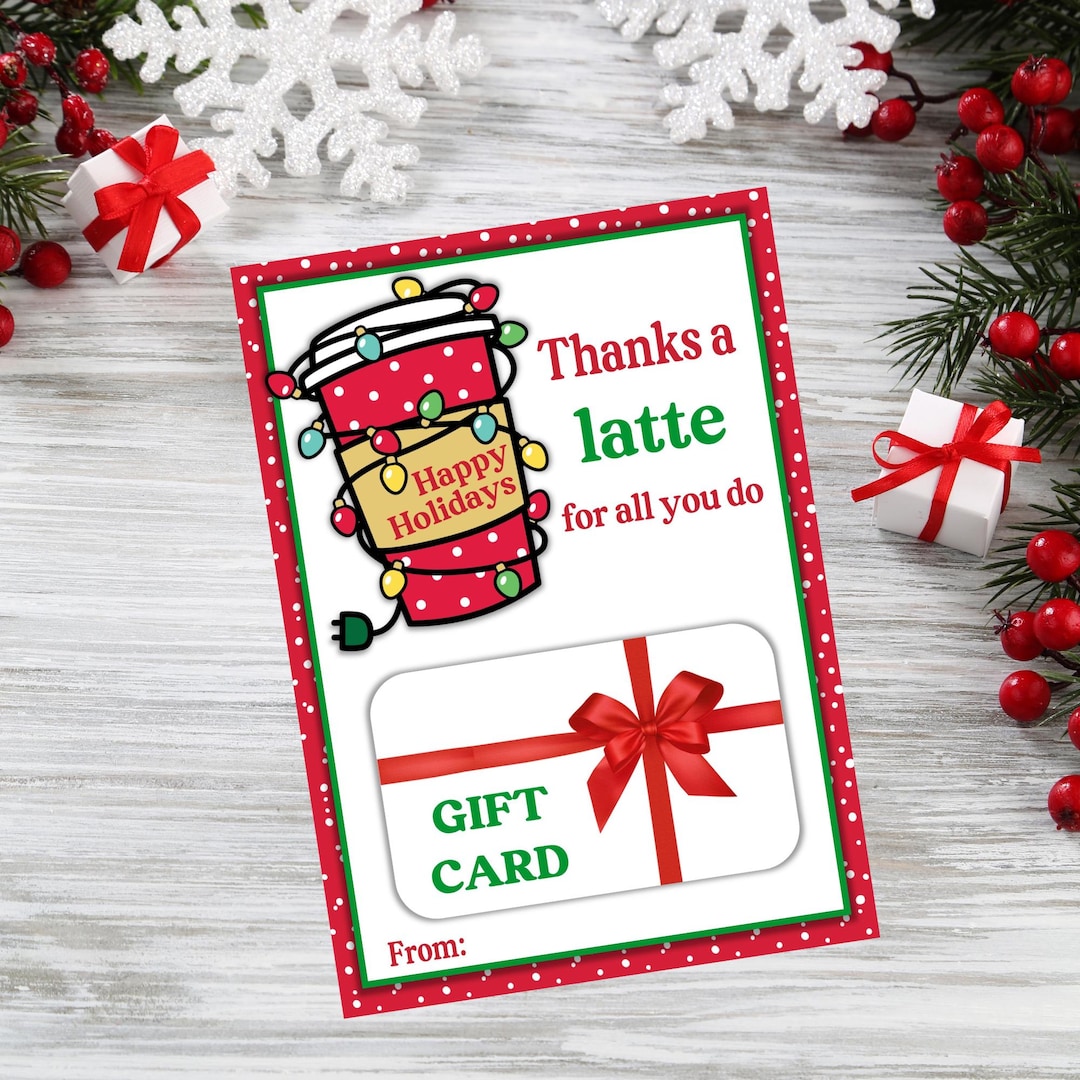 Thanks A Latte Gift Card Holder, Coffee Gift Card, Christmas Gift Card ...