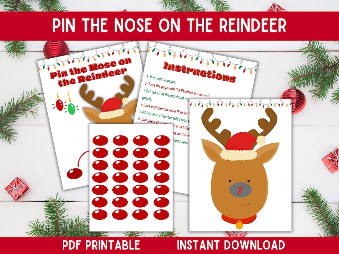 Pin the Nose on the Reindeer Christmas Game for Kids - Etsy