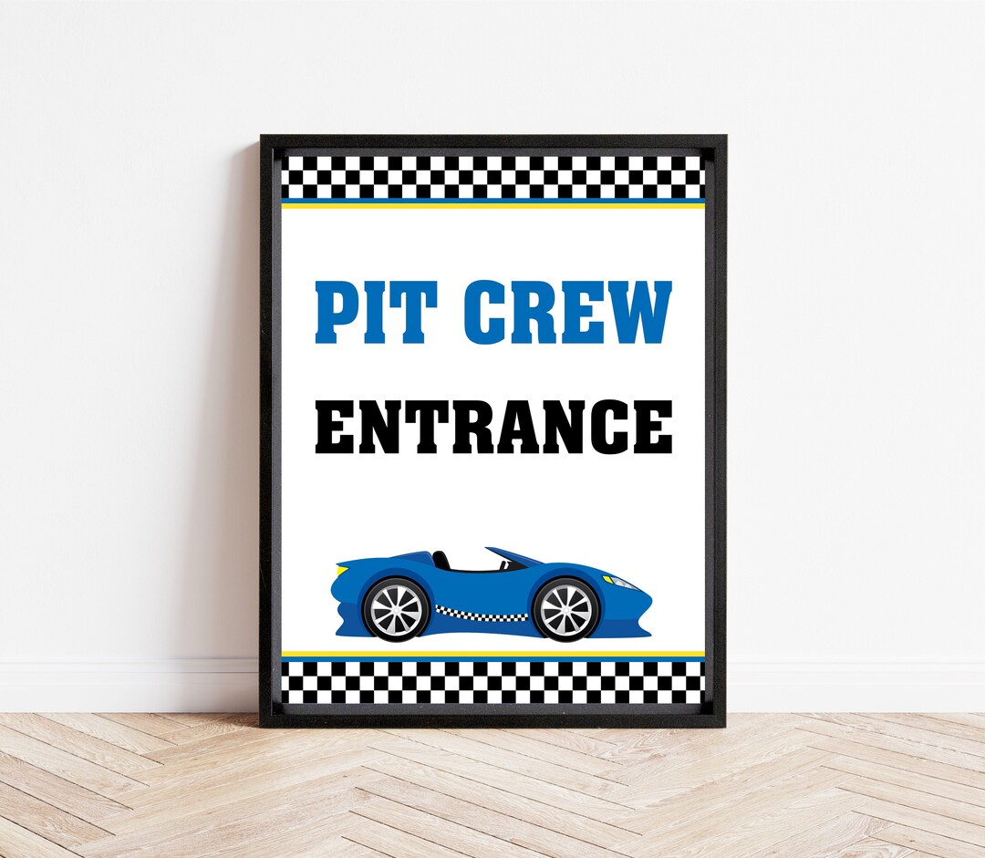 Race Car Pit Crew Sign, Race Car Party Sign, Race Car Party Décor, Blue ...