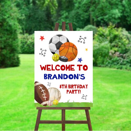 Sports Welcome Sign Sports Party Sports Birthday Sports | Etsy