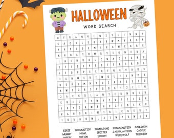 Halloween Word Search, Printable Halloween Games for Kids, Printable ...