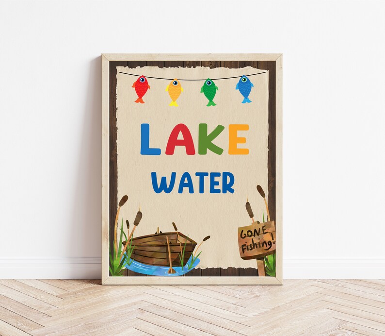 Lake Water Sign Fishing Party Sign Fishing Party Décor - Etsy