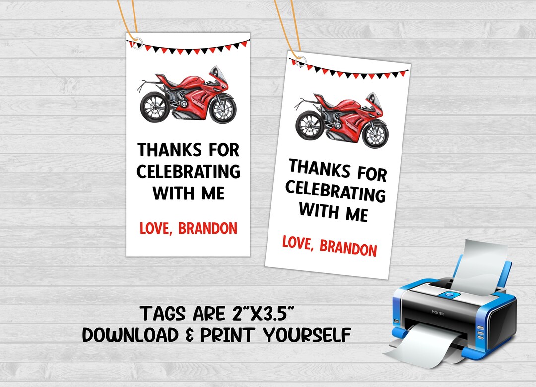 Motorcycle Tags, Motorcycle Birthday Party, Motorcycle Birthday ...