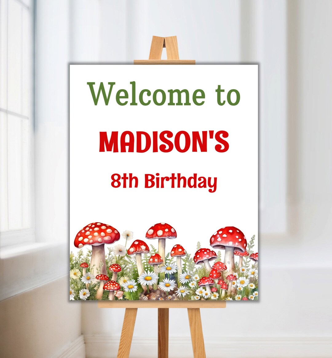 Mushroom Birthday Sign, Mushroom Party , Mushroom Birthday, Mushroom ...