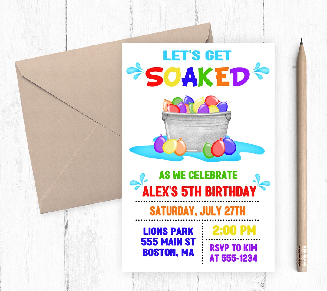 Water Balloon Party Invitation, Water Balloon Party, Pool Party ...
