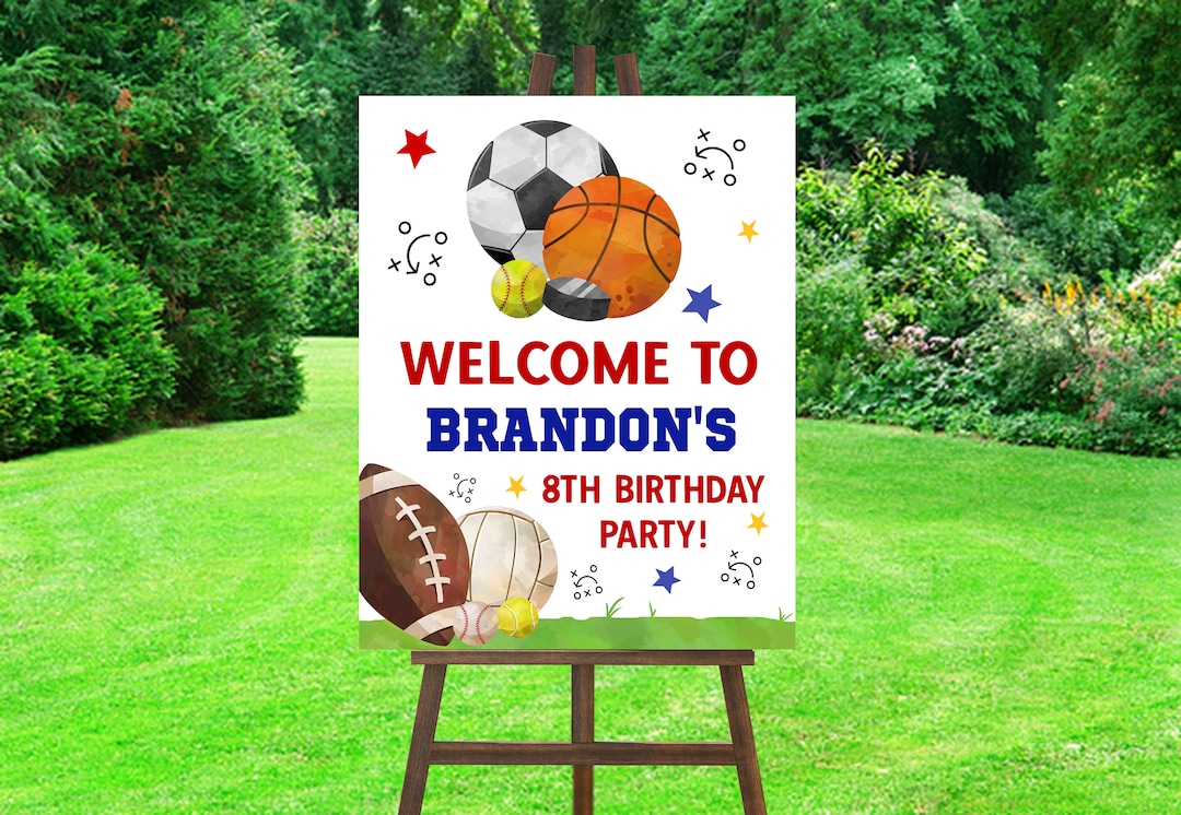 Sports Welcome Sign, Sports Party, Sports Birthday, Sports Poster, - Etsy