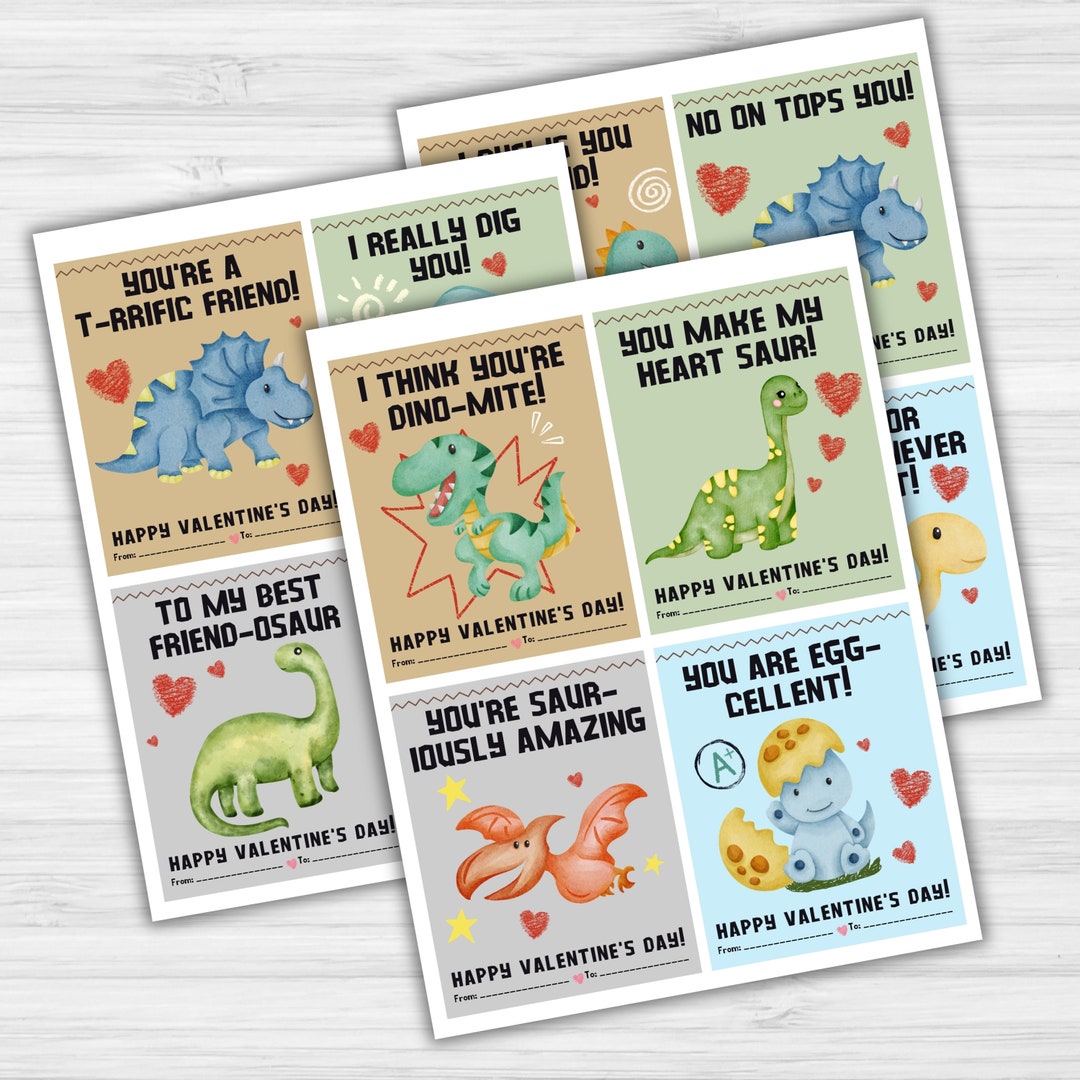 Dinosaur Valentine Cards, Dino Valentine Cards, School Valentine Tags ...