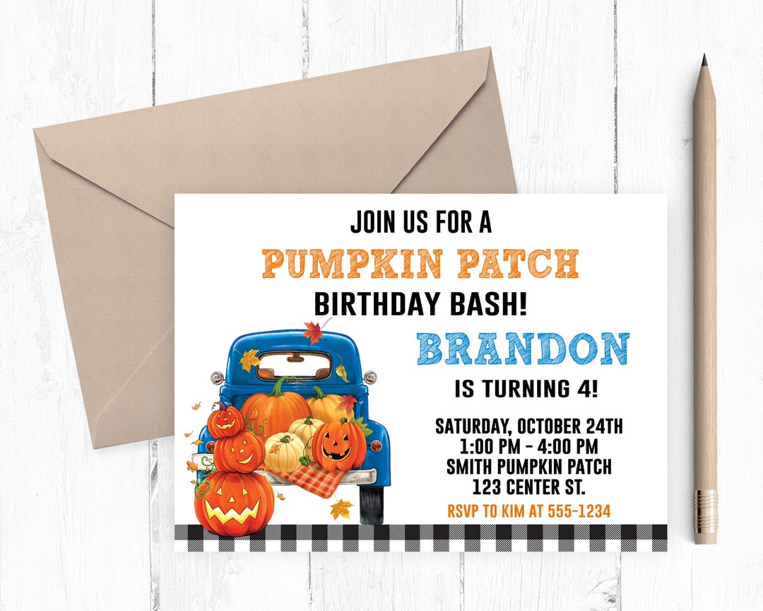 Pumpkin Patch Birthday Invitation: Fall Truck Party - Etsy
