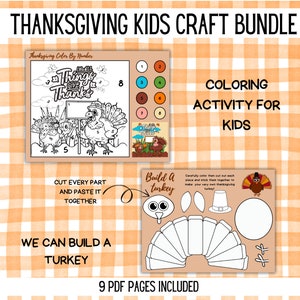 Thanksgiving Kids Crafts Bundle, Printable Activities, Coloring Pages ...