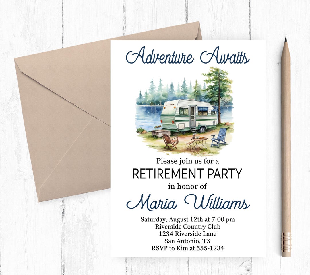 Camping Retirement Party Invitation: Adventure Awaits - Etsy