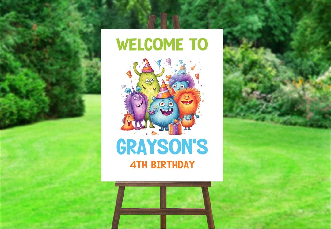 Monster Birthday Welcome Sign: Personalized Party Poster - Etsy