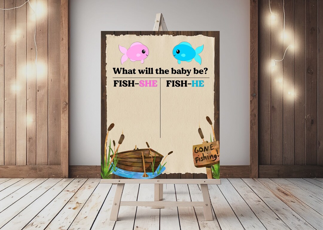 Fish-she Fish-he Gender Reveal Sign, Fish Gender Reveal, Cast Your Vote ...