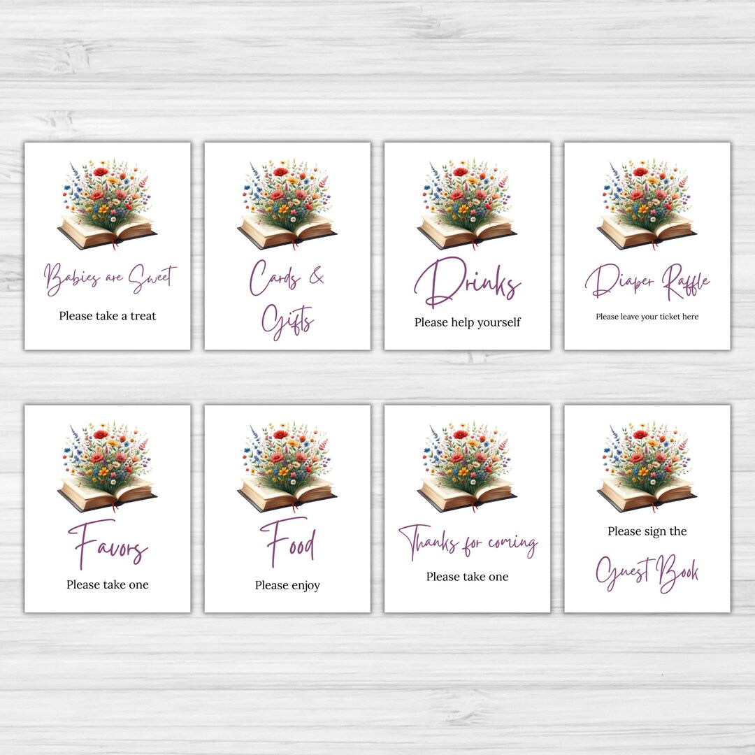 Storybook Baby Shower Signs: Book Theme Decorations - Etsy