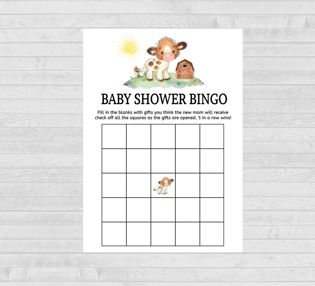 Cow Baby Shower Bingo Game: Printable Party Fun - Etsy