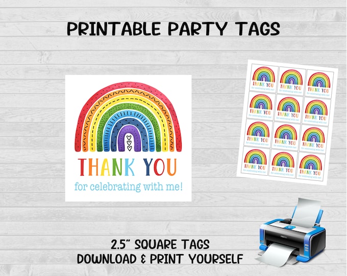 Rainbow Favor Tags: 2 Inch Round SET of 12 Rainbow Party Favor Tags - Etsy