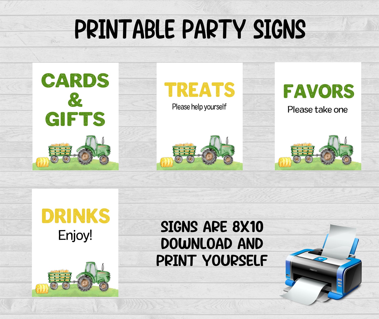 Tractor Party Signs Green Tractor Signs Tractor Birthday - Etsy
