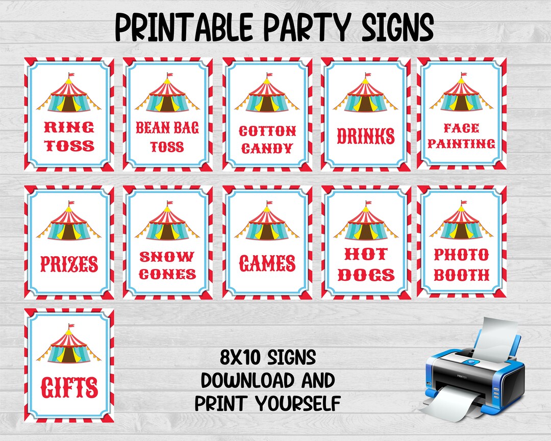 Carnival Party Signs: Circus Birthday Decorations - Etsy