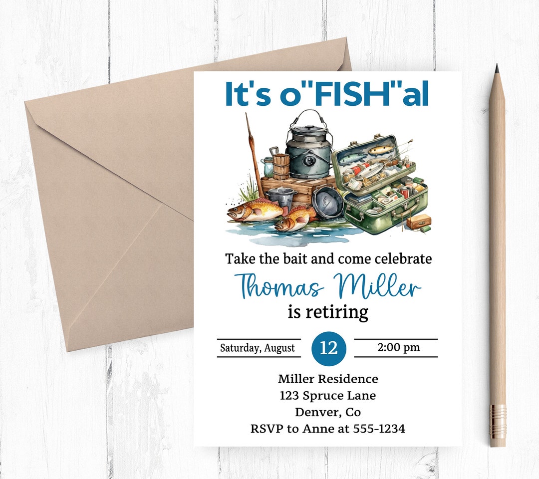 Fishing Retirement Party Invitations, Fishing Party, Fishing Invitation ...