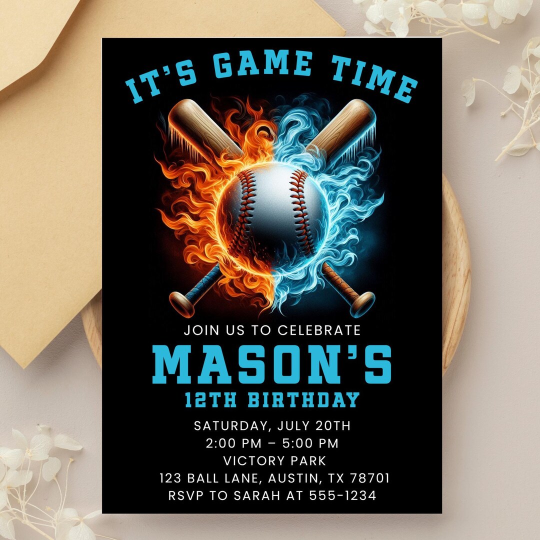Baseball Birthday Party Invitation: Customizable Text - Etsy