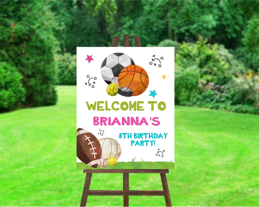 Sports Welcome Sign, Sports Party, Sports Birthday, Sports Poster, Girl ...