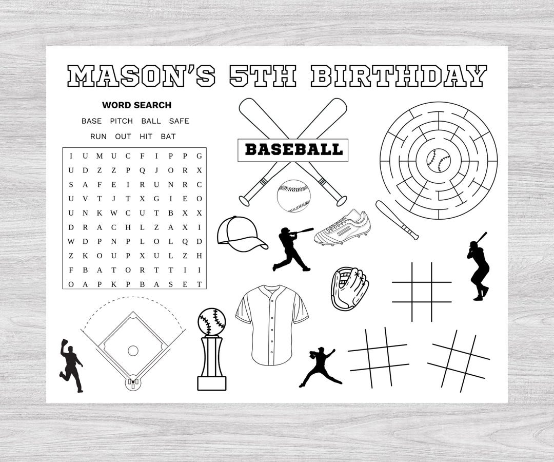 Baseball Activity Page, Baseball Coloring Page, Baseball Party ...