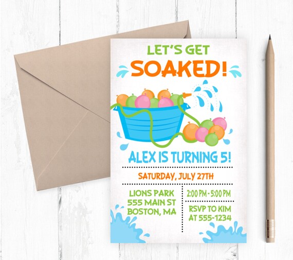 Water Ballon Invitation Water Balloon Party Pool Party - Etsy