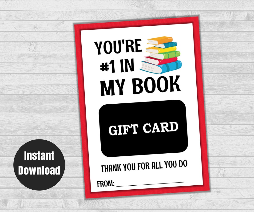 Teacher Gift Card Holder, Gift Card Printable, Book Gift Card Holder ...