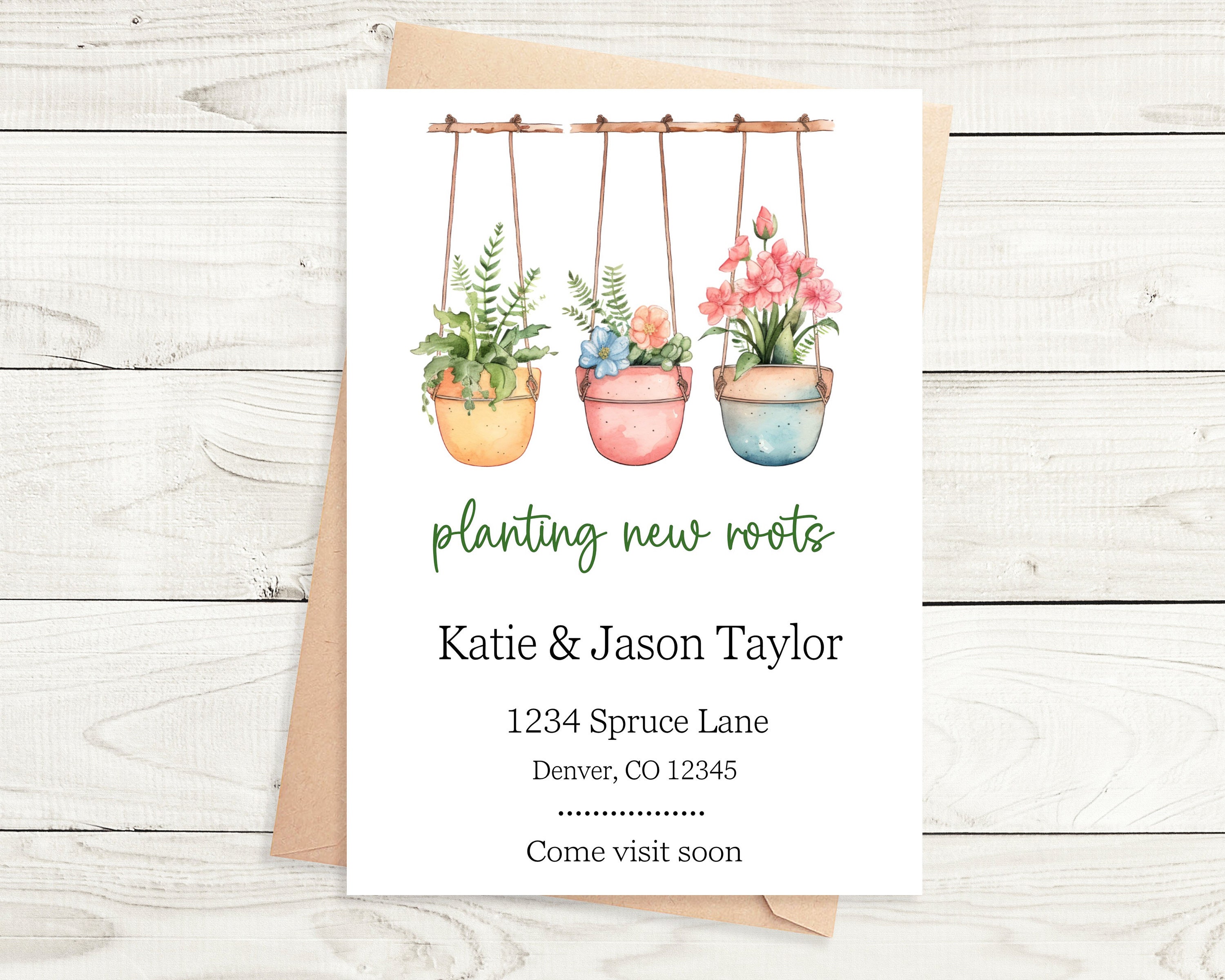 Planting New Roots, Change of Address Announcement Card, New Address ...