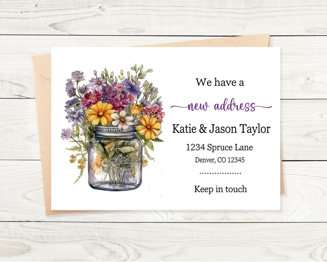 New Address Announcement Card, New Address Card, Moving Announcement ...