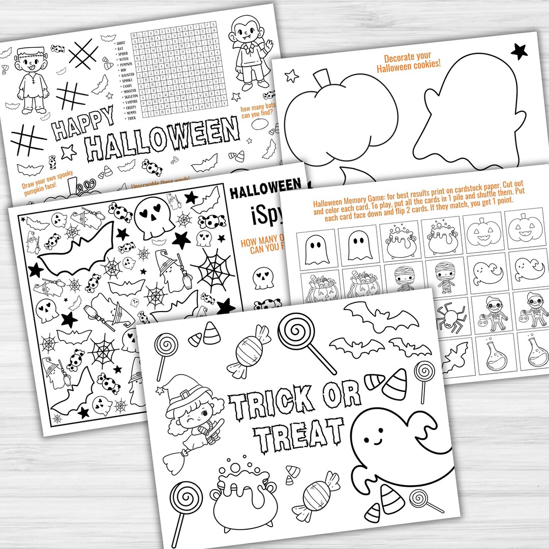 Halloween Activity Placemats, Halloween Coloring Pages, Halloween ...