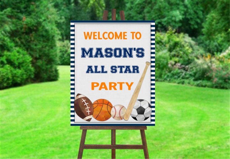 All Star Sports Sign Sports Party Sports Birthday All Star - Etsy