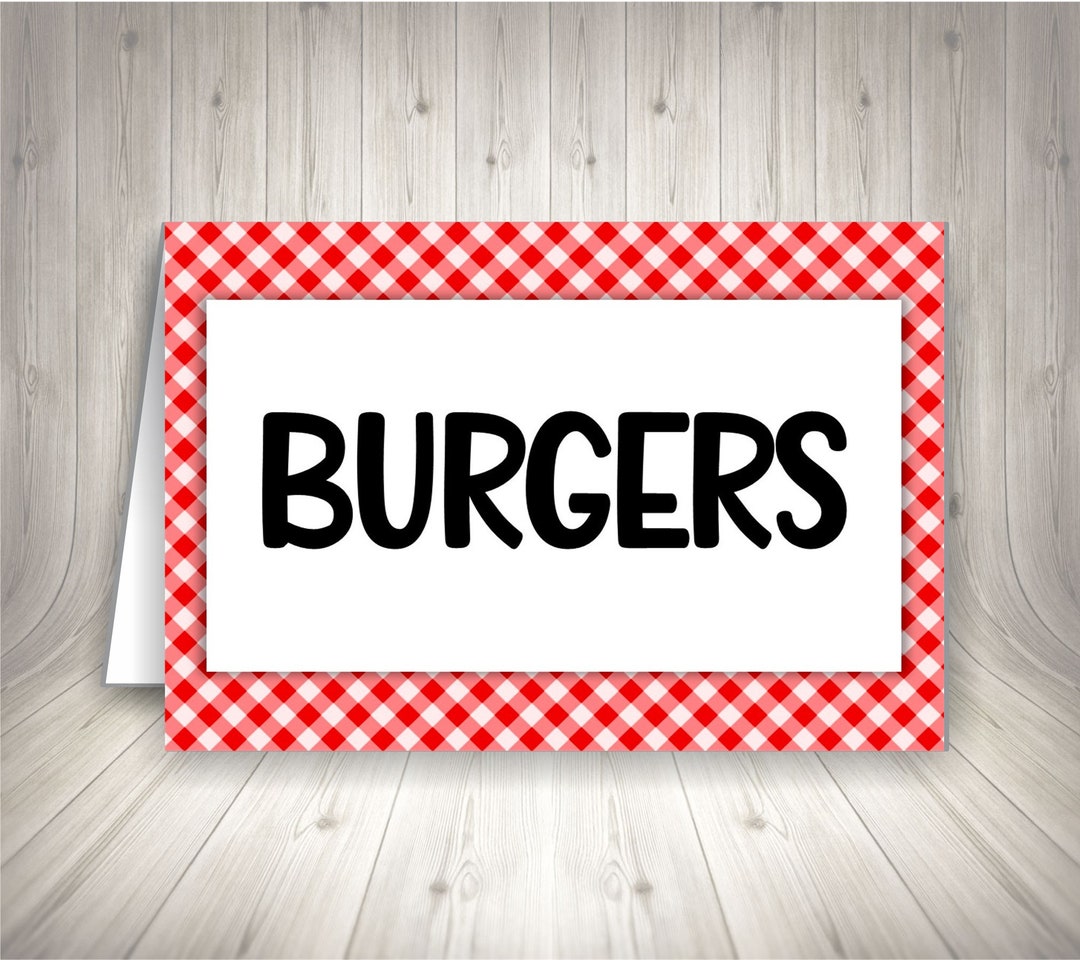 BBQ Food Labels, BBQ Food Tents, BBQ Buffet Cards, Place Cards, Bbq ...