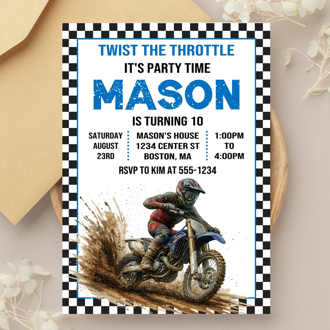 Motocross Birthday Invitation: Dirt Bike Party - Etsy