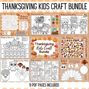 Thanksgiving Kids Crafts Bundle, Printable Activities, Coloring Pages ...