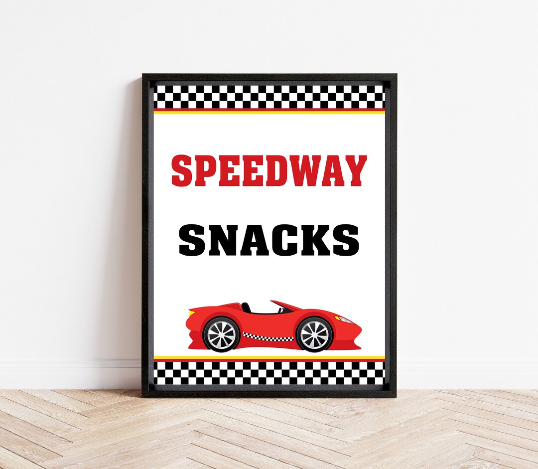 Race Car Speedway Snacks Sign, Race Car Party Sign, Race Car Party ...