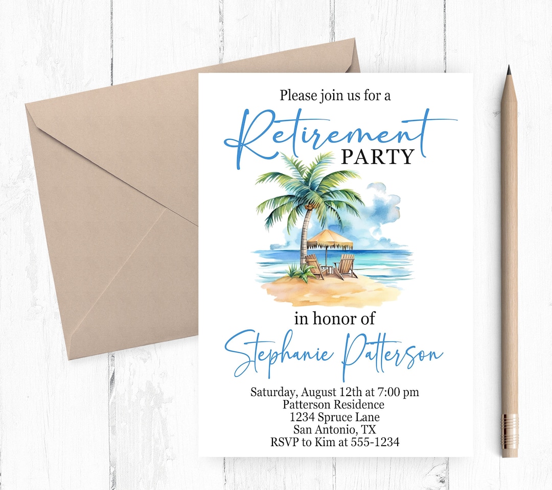 Beach Retirement Party Invitation: Tropical Celebration - Etsy