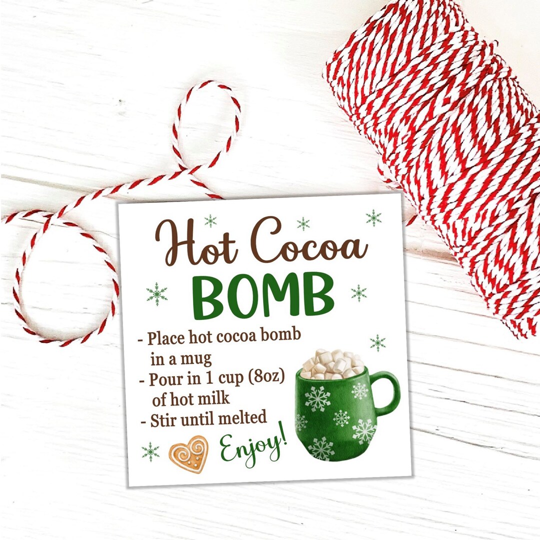 Christmas Hot Cocoa Bomb Tags Hot Cocoa Bomb Tag Hot - Etsy