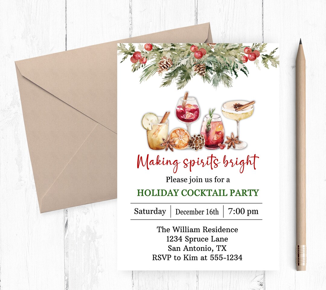 Holiday Cocktail Party Invitation Christmas Party Cocktail - Etsy
