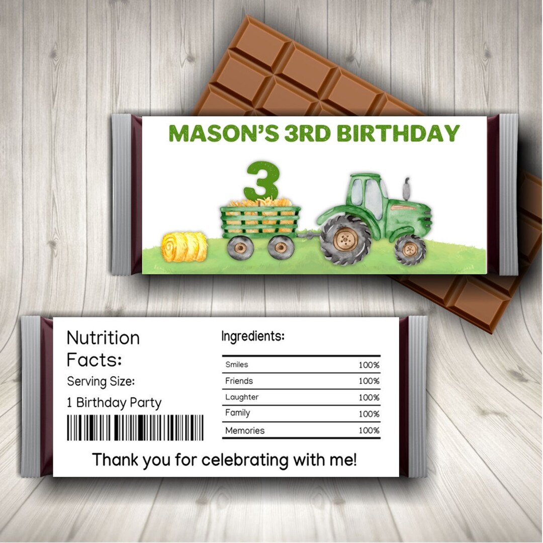 Tractor Candy Bar Wrapper, Tractor Party, Tractor Birthday, Birthday ...